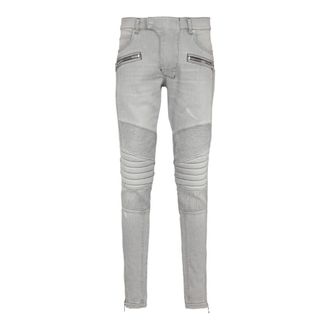 Balmain Homme, Jeans, Gris, Taille: W36 Jean Biker en Denim Matelass&eacute; Gris