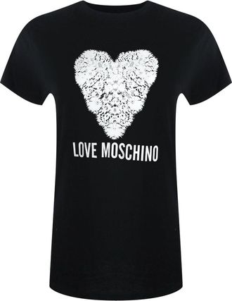Moschino Schwarzes T-shirt Mit Herzprint Von Love Moschino