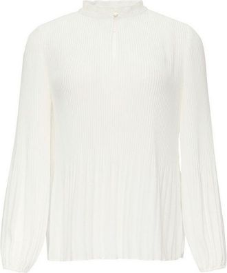 s.Oliver Langarmbluse Bluse Plissierte Bluse aus Cr&ecirc;pe mit Stehkragen