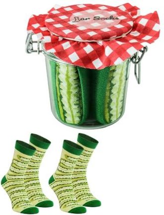 Rainbow Socks Femme Homme - Concombres dans un Pot Chaussettes Fantaisies - 2 Paires - Taille 36-40