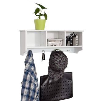 SoBuy FRG48-W Wandgarderobe, Hängeregal, Wandhaken, Badezimmerschrank,mit 4 Haken,weiß, B 60 cm