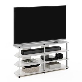 Furinno ECON Meuble TV dangle &Agrave; 4 Niveaux, Compatible avec Les T&eacute;l&eacute;viseurs Jusqu&Agrave; 55 Pouces, Montage Facile, Id&eacute;al pour Le Salon Ou La Chambre, en Ch&ecirc;ne Blanc