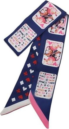 Generico &Eacute;charpe imprim&eacute;e europ&eacute;enne pour femme - accessoire polyvalent pour bande de cheveux et poign&eacute;e de sac, Dark Blue, 88x5cm