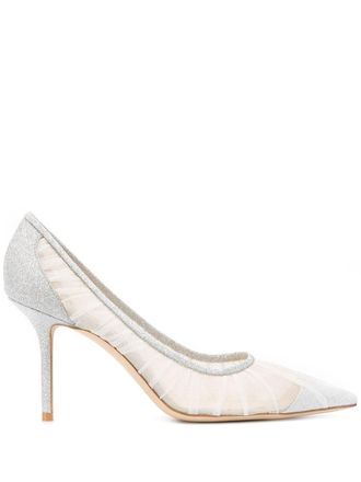 Jimmy Choo London escarpins Love 85 à paillettes - Blanc