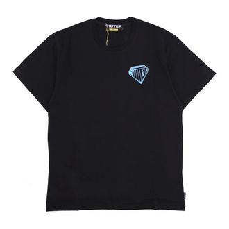 Iuter Iuter, Homme, Tops, Noir, Taille: XL Tee-shirt Noir Stencil &agrave; Manches Courtes