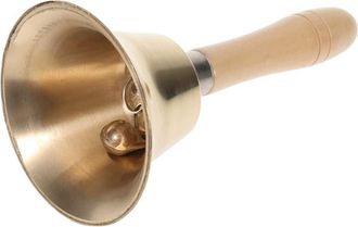 Milisten Handglocke Weihnachten Klingelglocke Kupfer Messing Metall Laute Hochzeit Restaurant Call Bell Mit Holzgriff (Golden)