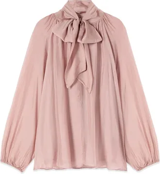 Oltre Femme, Blouses et Chemises, Rose, Taille: 44 FR Blouse en voile de soie m&eacute;lang&eacute;e avec