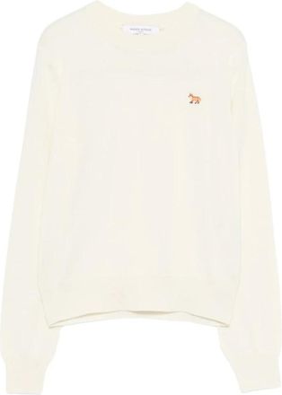 Maison Kitsun&eacute; Femme, Pulls, Blanc, Taille: 40 FR Baby Fox Merino Regular Jumper
