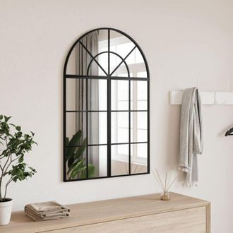 vidaXL Wandspiegel Schwarz 60x90 cm Gew&ouml;lbt Eisen - Vidaxl