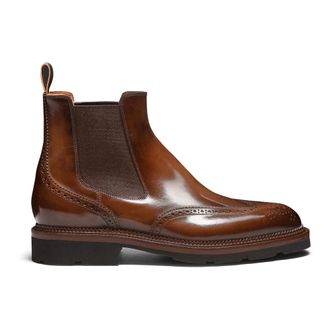 Santoni Chelsea Brogue Boot - Homme - Chaussures - Brun - Taille: 42 EU