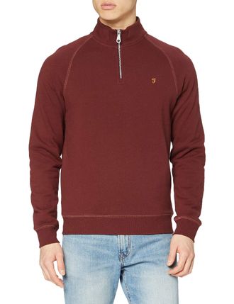 Perry Ellis Farah Herren Jim 1/4 Zip Sweatshirt, Red, X Large