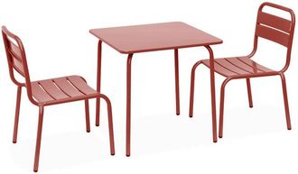 Sweeek Salon de jardin enfant table et chaises m&eacute;tal - Anna - terracotta. 2 places. table et chaises. 48x48cm