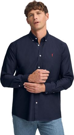 Polo Club Herren Hemd Blau Navy Einfarbig Baumwolle Businesshemden Klassisch Hemden - Freizeithemd Langarm - Long Sleeve Shirt