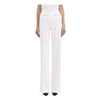 Elisabetta Franchi Hose aus Stretch-Doppel-Cr&ecirc;pe - - Trousers - Damen - Wei&szlig; - S