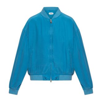 Versace Silk Poplin Zip Blouson - - Jackets - Damen - Blau - XS