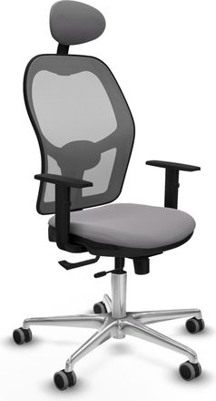 Piqueras y Crespo B&uuml;rostuhl mit 1D-Armen, h&ouml;henverstellbarer Lendenwirbelst&uuml;tze und festem Kopfteil, ausgestattet mit Syncro/Traslack und injiziertem Schaumstoff, Grau/