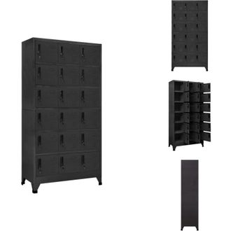 vidaXL Schlie&szlig;fachschrank Anthrazit 90x40x180 cm Stahl - Metallschrank - Schliessfachschrank - B&uuml;robedarf - Aufbewahrungsbox - Garderobe