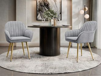 Mirjan24 Polsterstuhl MUZ DC/1107/GL, 2er Set Esszimmerstühle, Beine aus Metall Gold, Gepolsterte Sitzfläche und Lehne, Stuhl für Arbeitszimmer, Esszimmer, Küc