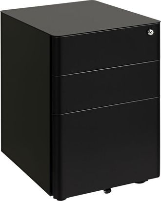 Vinsetto Vinsetto - Rollcontainer, mobiler Aktenschrank mit 3 Schubladen, abschließbarer Büroschrank mit Hängeregistratur, Aufbewahrung, Stahl, 39 x 48 x 59