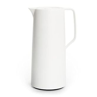 Emsa N41704 Motiva Isolierkanne, 1 Liter, Quick-Press-Verschluss, 12h heiß, 24h kalt, Glaskolben, Made in Germany, Nordisches Design, Weiß