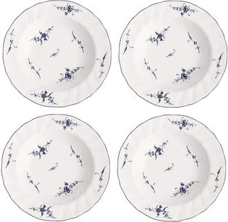 Villeroy & Boch VIEUX LUXEMBOURG Suppenteller 4er Set 23cm weiß blau Porzellan