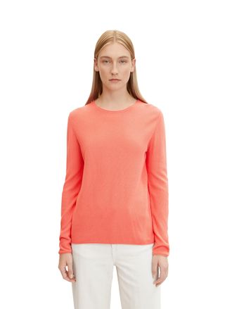 Tom Tailor Damen 1033701 Basic Strickpullover, 12230 - Smooth Papaya Red, XS