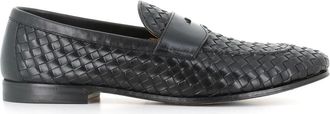 Henderson Homme, Chaussures, Noir, Taille: 43 EU Mocassin tiss&eacute; avec bande en cuir de veau