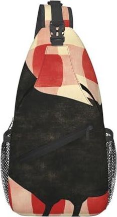 Generic Sac &agrave; dos &agrave; bandouli&egrave;re noir et rouge en forme de coq pour homme