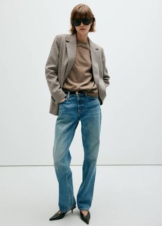 Mango Blazer crois&eacute; micro pied-de-poule marron - Femme - XXS - MANGO