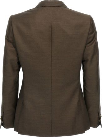 Maurizio Miri Double-Breasted Wool Blend Blazer - Taupe