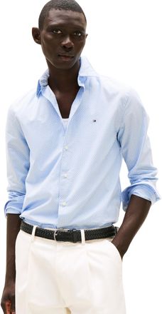 Tommy Hilfiger Herren Hemd Flex Poplin Mini Print Regular Fit, Blau (Cloudy Blue), XXL