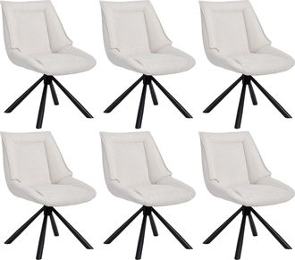 Duhome 6er Set Esszimmerstuhl, Chenille-Stoff, 180&deg; drehbar Automatische R&uuml;ckstellfunktion, als B&uuml;rostuhl, Schminktischstuhl, Lounge Stuhl, Creme-Wei&szlig;