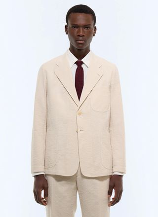 Fursac Veste droite en seersucker de coton ray&eacute; - Taille XXL - Homme