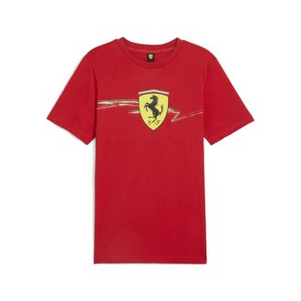 Puma Ferrari Race Big Shield Herren-T-Shirt, Rosso Corsa, Klein