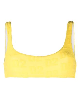 Dsquared2 Bikinioberteil mit geflocktem Logo - Gelb