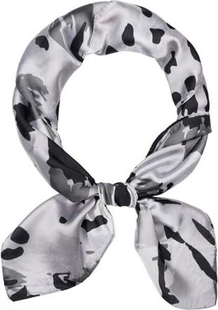 styleBREAKER Foulard femme avec motif l&eacute;opard tropical, foulard carr&eacute;, foulard multicolore, bandana 01016232, couleur:Gris-noir