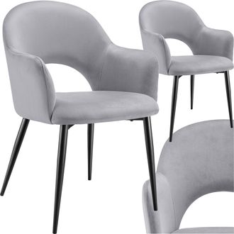 TecTake 2er Set Armlehnstuhl in Samtoptik, gepolsterte Esszimmerstühle, bis 120 kg belastbar, Stühle Esszimmer mit komfortabler Polsterung, Küchenstuhl, Esszi