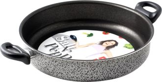 hOme Home Salt Peper Pfanne mit 2 Griffen, Antihaftbeschichtung, 26 cm, Aluminium, schwarz/grau