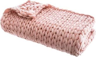 The Home Deco Factory Plaid Grosse Maille Chunky Rose