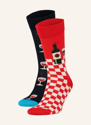Happy Socks 2er-Pack Str&uuml;mpfe Wine Mit Geschenkbox rot