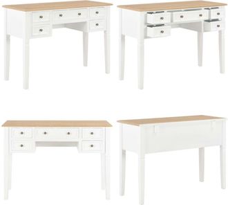vidaXL Schreibtisch Weiß 109,5 x 45 x 77,5 cm Holz - Holz Schreibtisch - Büro Schreibtisch - Büro Einrichtung - Schreibtisch Weiss - Großer Schreibtisch