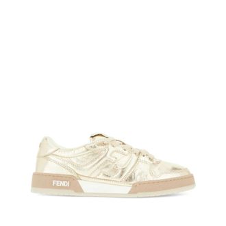 Fendi Goldene Schn&uuml;r-Sneakers mit Logo - - Shoes - Damen - Gelb - 35 1/2 EU