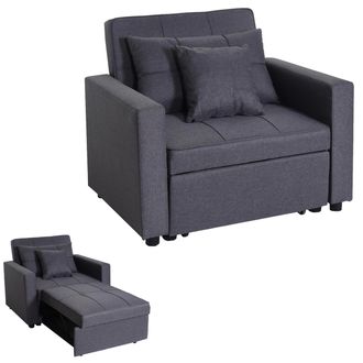 Mendler Schlafsessel HWC-L90, Klappsessel Schlafsofa G&auml;stebett Relaxsessel, Liegefl&auml;che 197x103cm Stoff/Textil - dunkelgrau