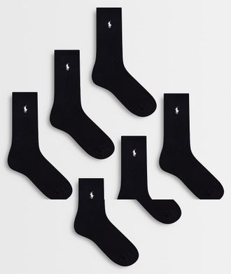 Polo Ralph Lauren Icon Logo 6er-Pack Crew-Socken in Schwarz