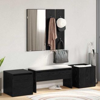 vidaXL Flurm&ouml;bel-Set Wandmontiert 6 pcs Schwarze Eiche 80 x 31 x 40 cm vidaXL