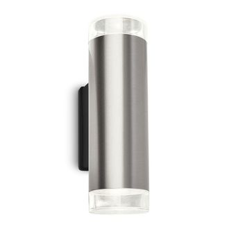 Briloner LED Wandleuchte aussen, LED Wandlampe silberfarbig, IP44 Spritzwasserschutz, 4000K neutralwei&szlig;es Licht, GU10 inkl, Silber