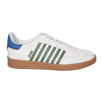 Dsquared2 Wei&szlig;e Sneakers Gr&uuml;ne Streifen Blaue Akzente - - Shoes - Herren - Wei&szlig; - 42 EU