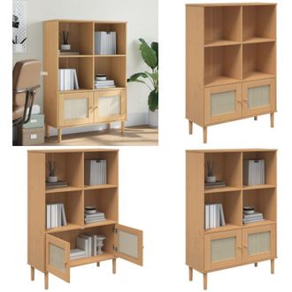 vidaXL Vidaxl - B&uuml;cherschrank senja Rattan-Look Braun 90x35x130 cm Kiefernholz - Holzregal - B&uuml;cherregal - Kiefernholz - Wohnraumgestaltung - Regal Mit