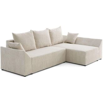 Best Mobilier Bestmobilier - Mike - canap&eacute; dangle r&eacute;versible - 4 places - convertible avec coffre - en velours c&ocirc;tel&eacute;