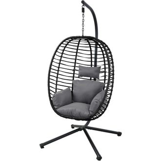 SVITA Belly fauteuil suspendu avec cadre fauteuil suspendu pliant si&egrave;ge suspendu panier suspendu noir - Svita